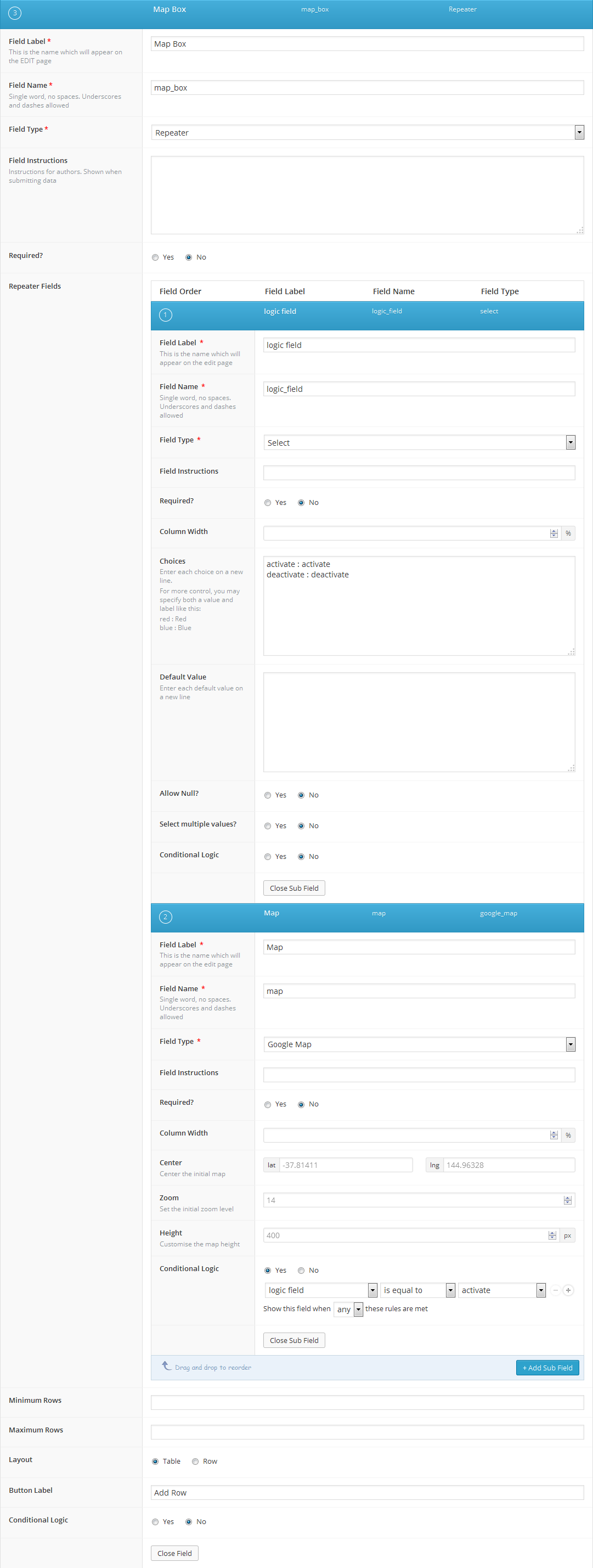 Custom field type and conditional logic - ACF Support